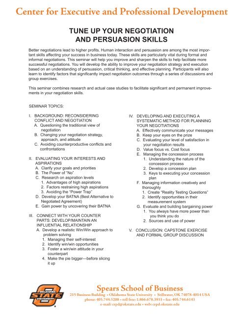 Complete Seminar Outline - Center for Executive and Professional ...