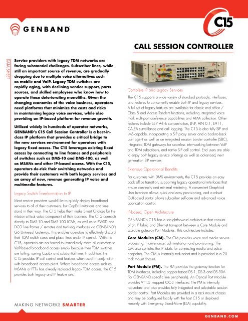 C15 Call Session Controller Datasheet - Genband