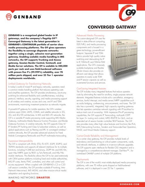G9 Converged Gateway Datasheet - Genband