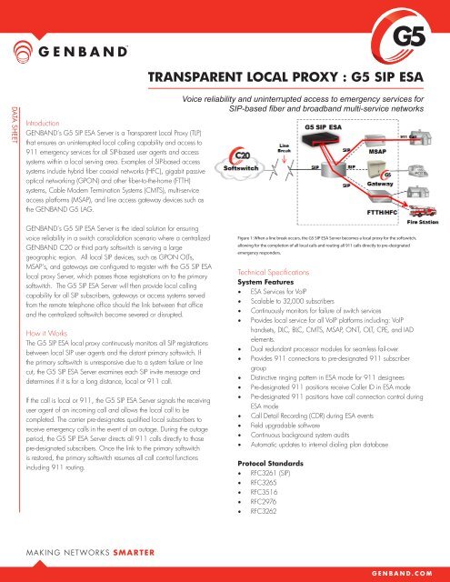 TRANSPARENT LOCAL PROXY : G5 SIP ESA - Genband