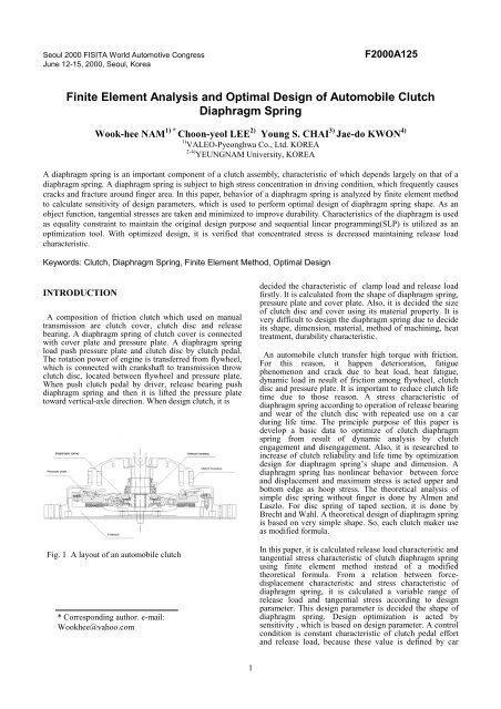 Finite Element Analysis and Optimal Design of Automobile Clutch ...