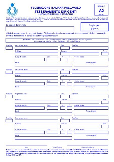 Modello A2 - pallavolo.com