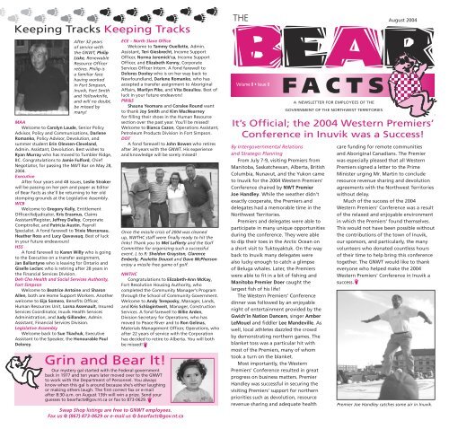 August 13, 2004 - Government of the Northwest Territories