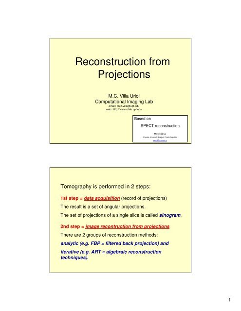 Reconstruction from Projections