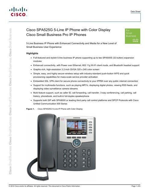 Cisco SPA525G 5-Line IP Phone with Color Display Cisco Small ...
