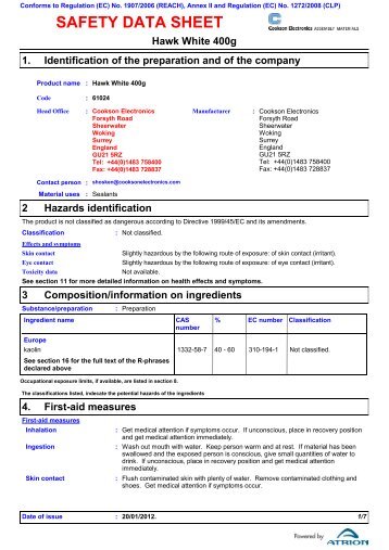 SAFETY DATA SHEET TRAVIS PERKINS SUGAR SOAP