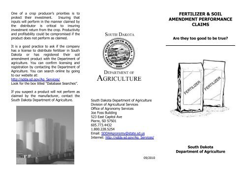Fertilizer and Soil Amendment Performance Claims Brochure