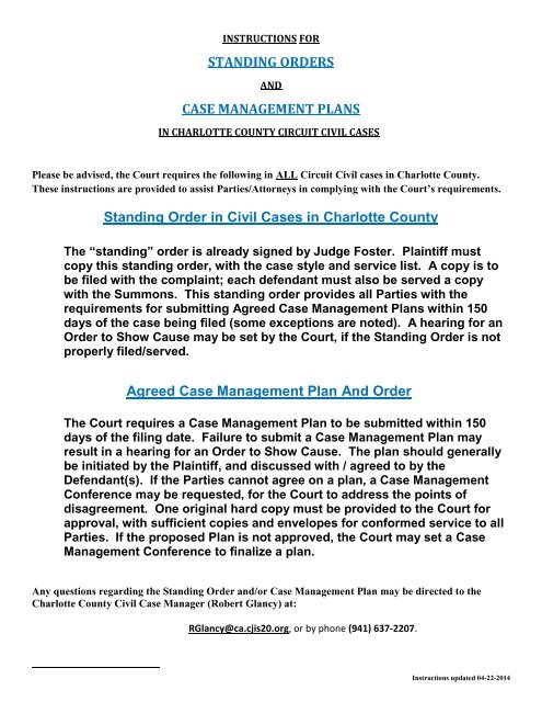 Standing Order in Civil Cases in Charlotte County - 20th Judicial ...