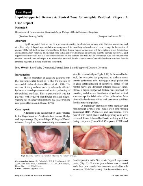 Liquid-Supported Denture & Neutral Zone for Atrophic Residual ...