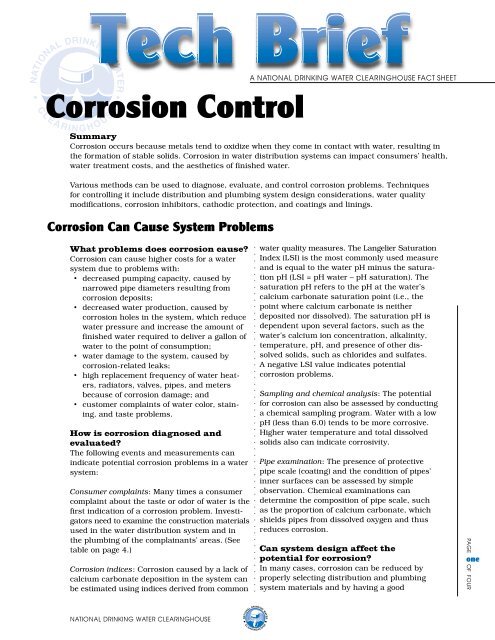 Corrosion Control - National Environmental Services Center
