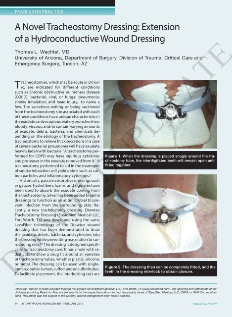 a novel tracheostomy dressing - Ostomy Wound Management