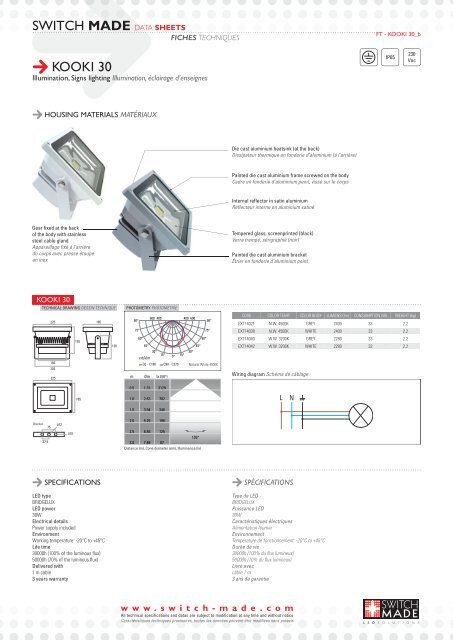 SWITCH MADE DATA SHEETS KOOKI 30 - Cheyns