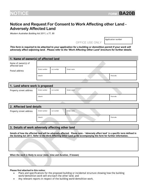 FORM 1 - Building Commission