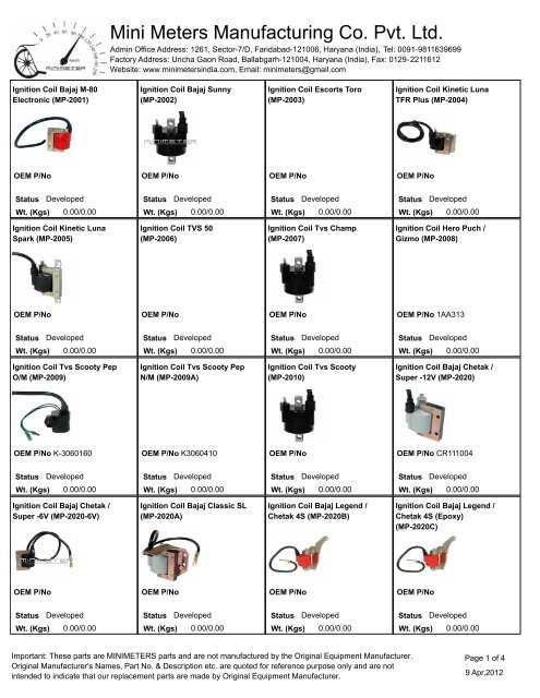 Mini Meters Manufacturing Co. Pvt. Ltd.