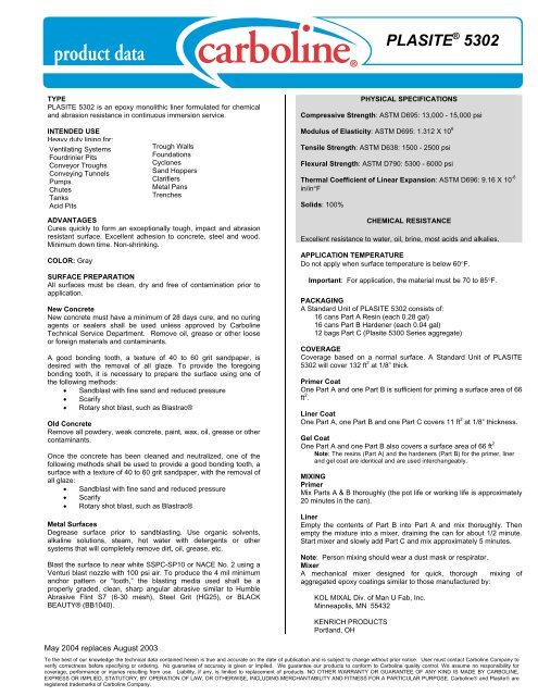 PLASITE® 5302 - Carboline