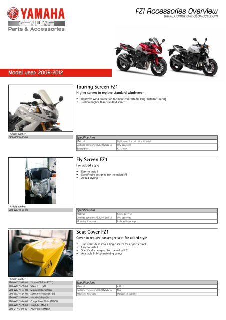 FZ1 Accessories Overview - Yamaha Motor Europe
