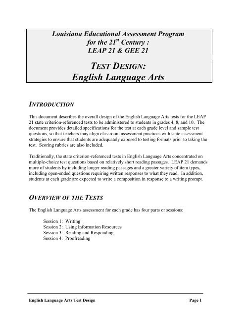 English Language Arts - Louisiana Department of Education