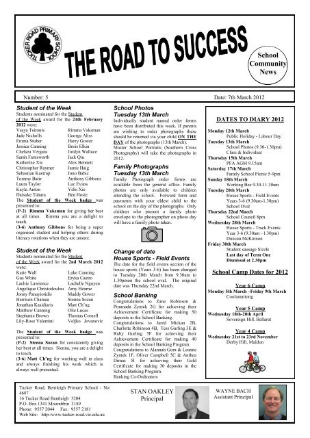 School Community News - Tucker Road Bentleigh Primary School