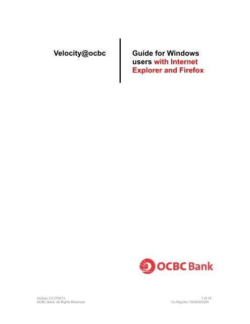 Step 1: Navigating Velocity - OCBC Bank