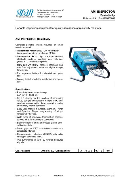 AMI INSPECTOR Resistivity - WJF Instrumentation