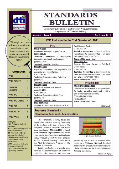 a quarterly publication of the Bureau of Product Standards (BPS)