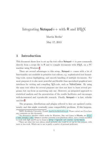 Integrating Notepad++ with R and LaTeX