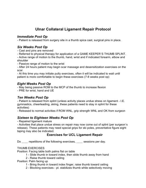 Ulnar Collateral Ligament Thumb Splint