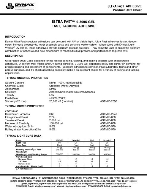 ULTRA FAST - Dymax Corporation