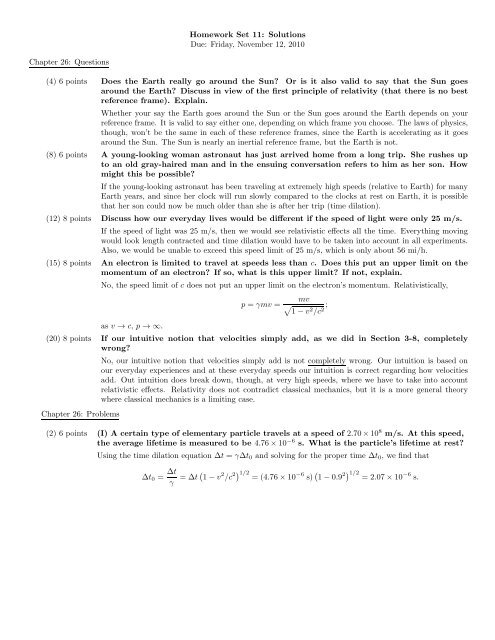Homework Assignment #11 - Davidson Physics