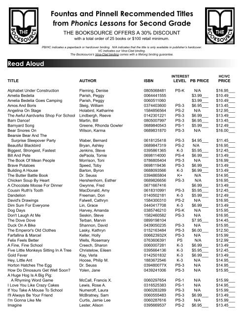 Fountas and Pinnell Recommended Titles from Phonics ... - LexAmi