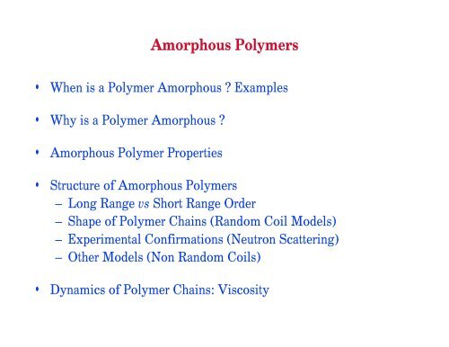 Amorphous Polymers