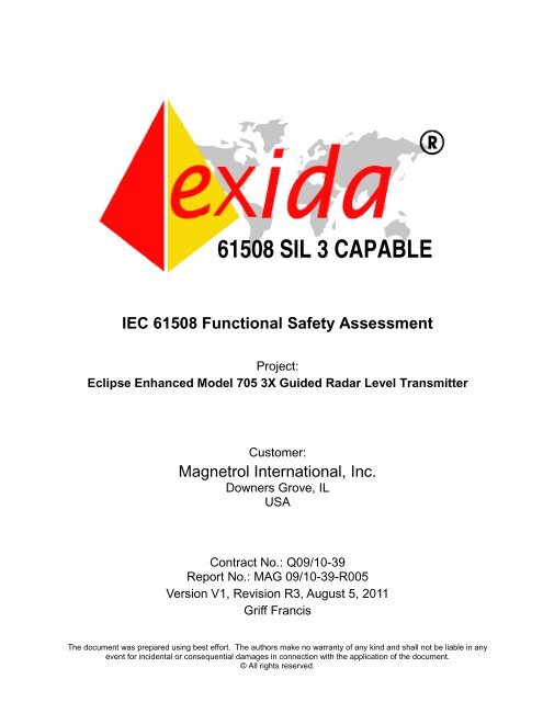 IEC 61508 Functional Safety Assessment - Exida IEC 61508 Functional Safety Assessment - Exida