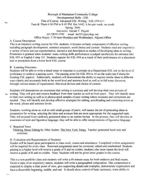 Gerald T. Huyett - BMCC Library - CUNY