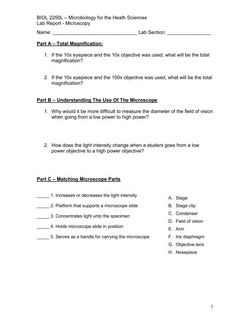 Microscopy Lab Report