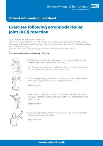 Shoulder exercises following an ACJ repair - patient information