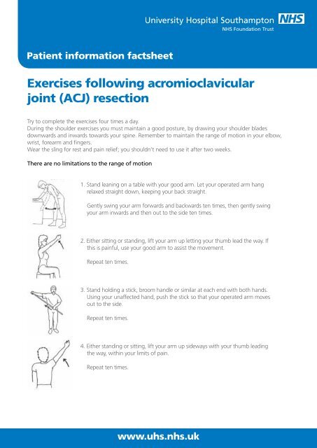 Exercises following acromioclavicular joint (ACJ) resection
