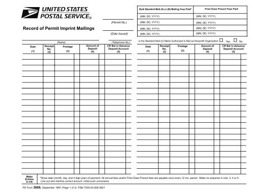 Record of Permit Imprint Mailings - NALC Branch 78