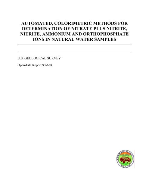 Automated Colorimetric Methods For Determination Of Nitrate Plus