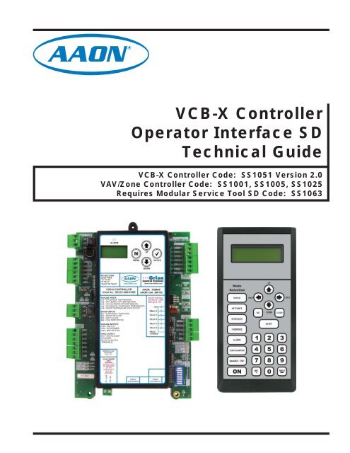 VCB-X Controller Operator Interface SD Technical Guide