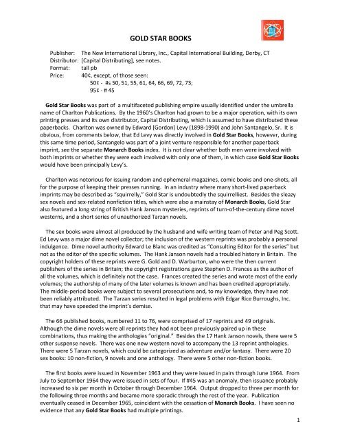 GOLD STAR BOOKS - BookScans