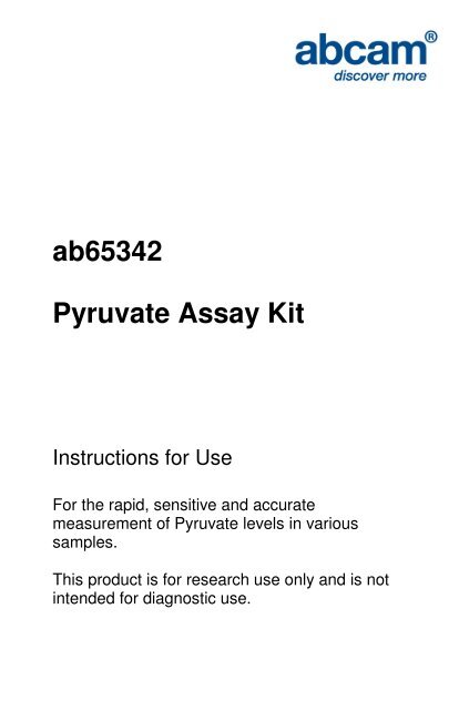 ab65342 Pyruvate Assay Kit - Abcam