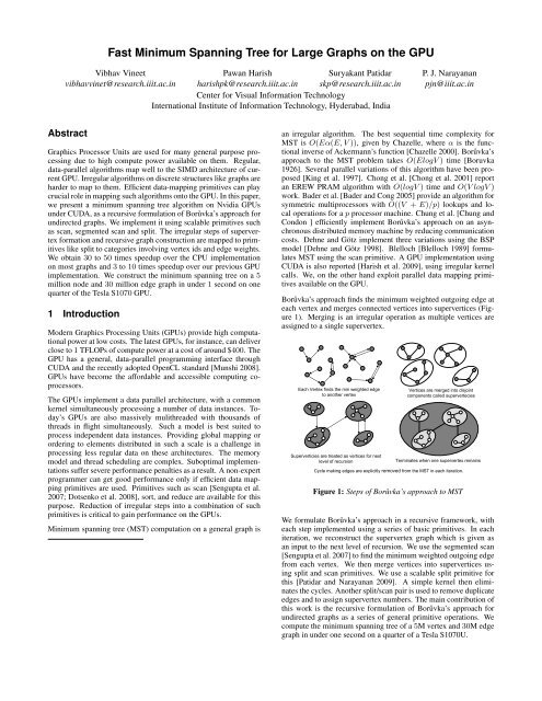 Fast Minimum Spanning Tree for Large Graphs on the GPU - CVIT