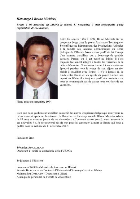 Hommage Ã Bruno Michiels,