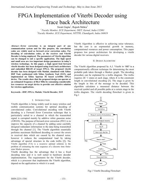 Fpga Implementation Of Viterbi Decoder Using Trace Back 3669