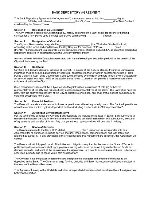 Deposit Agreement Template