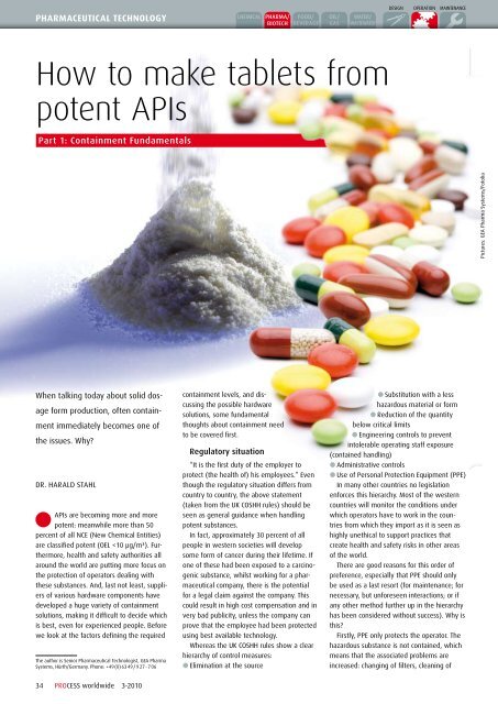 How to make tablets from potent APIs - GEA Pharma Systems
