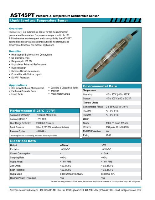 Liquid Level and Temperature Sensor