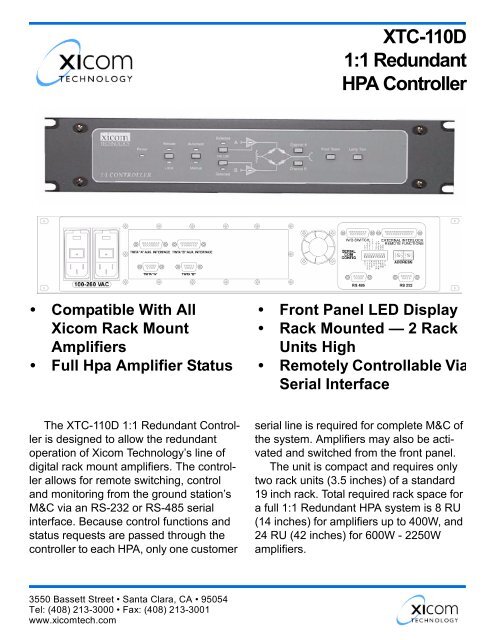 XTC-110D Data Sheet - Comtech Xicom Technology