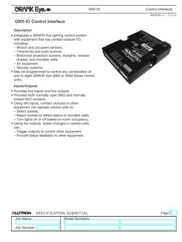 GRX-TVI Ten Volt Interface - Lutron