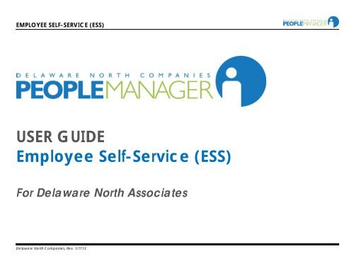 USER GUIDE Employee Self-Service (ESS) - Delaware North